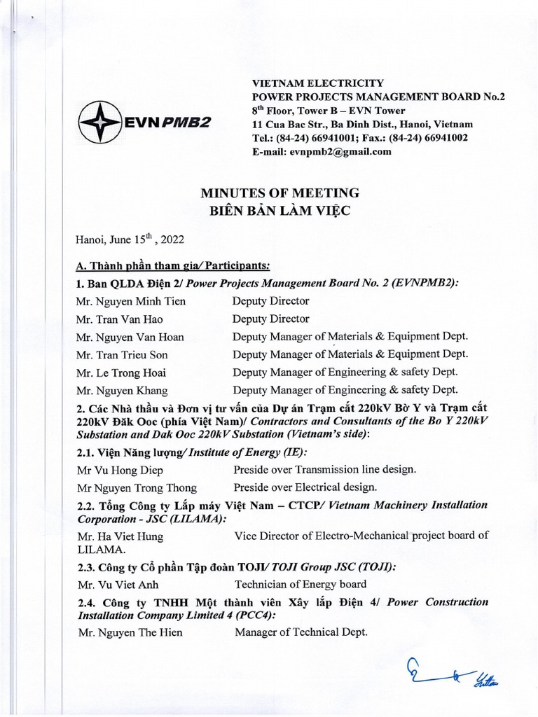 15-6-2022 Minutes of Meeting (Signed) | PDF