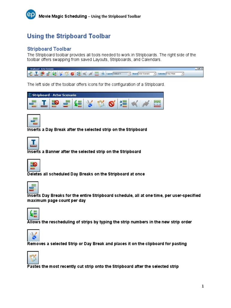 Stripboard Toolbar Guide for Filmmakers | PDF | Teaching Methods ...