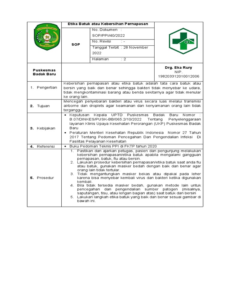 SOP Etika Batuk | PDF | Sains & Matematika