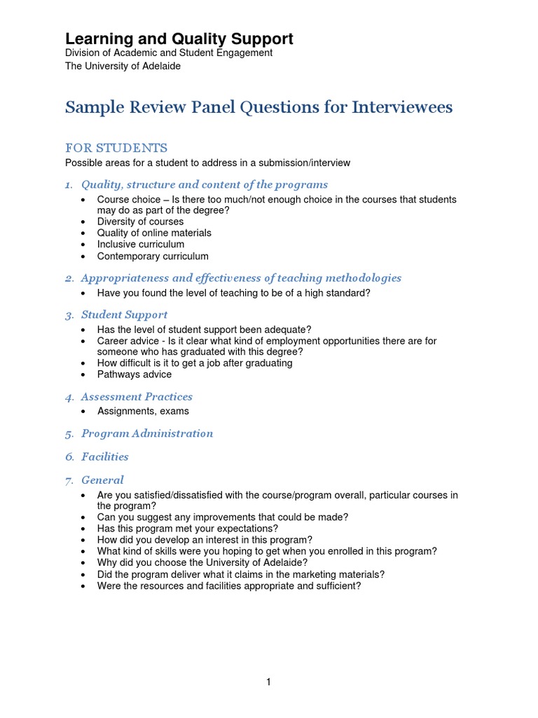 Sample Interview Questions Students | PDF