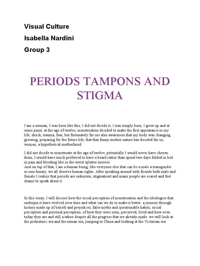 Periods Tampons and Stigma | PDF