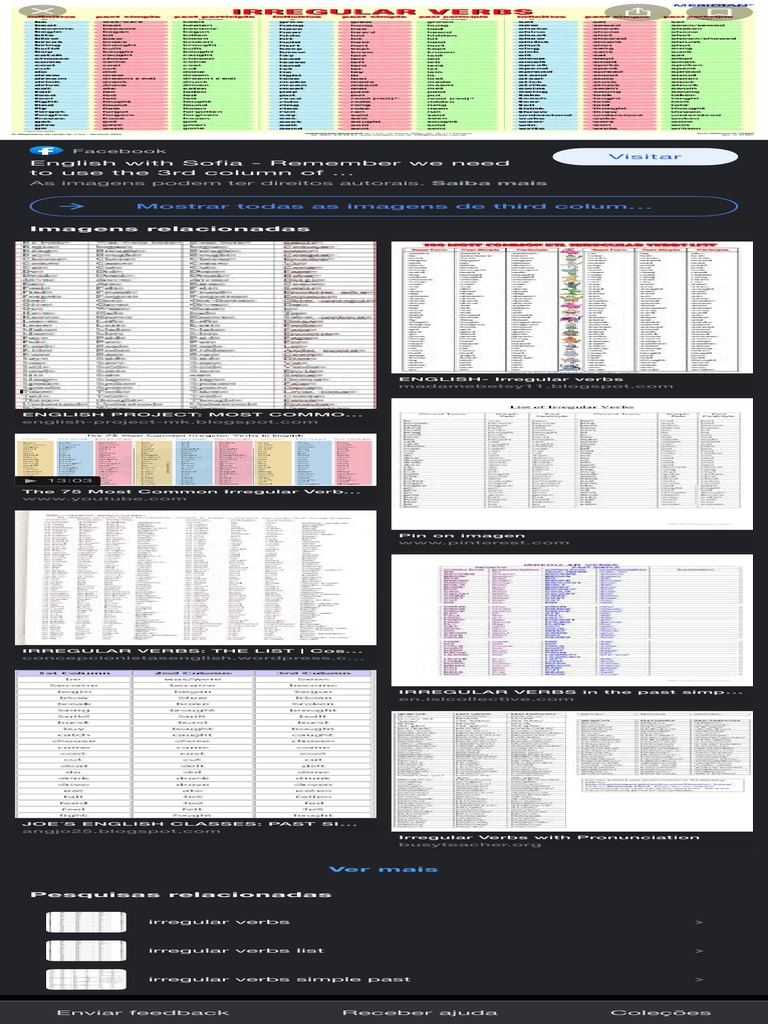 Guia de Verbos Irregulares em Inglês | PDF