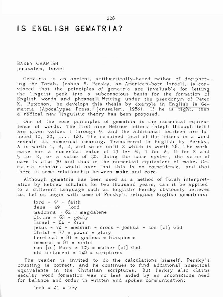 Is English Gematria | PDF