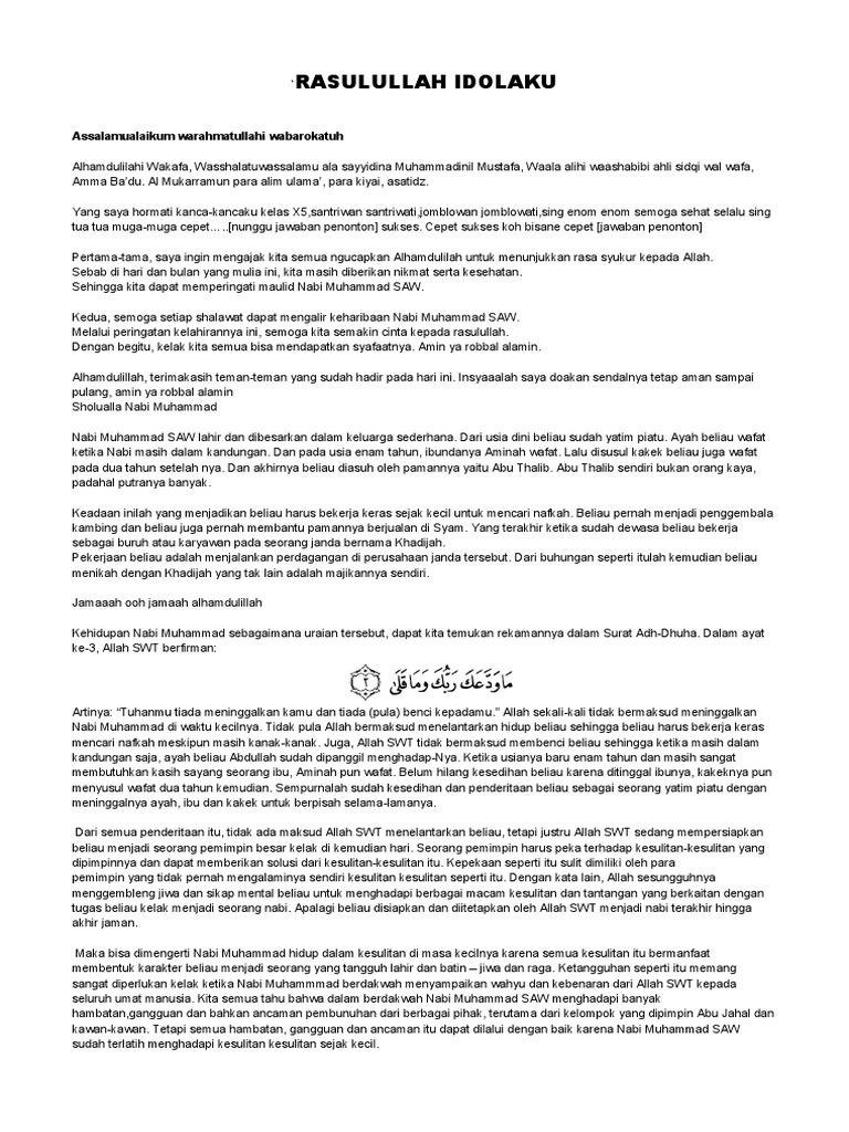 Rasulullah Idolaku | PDF