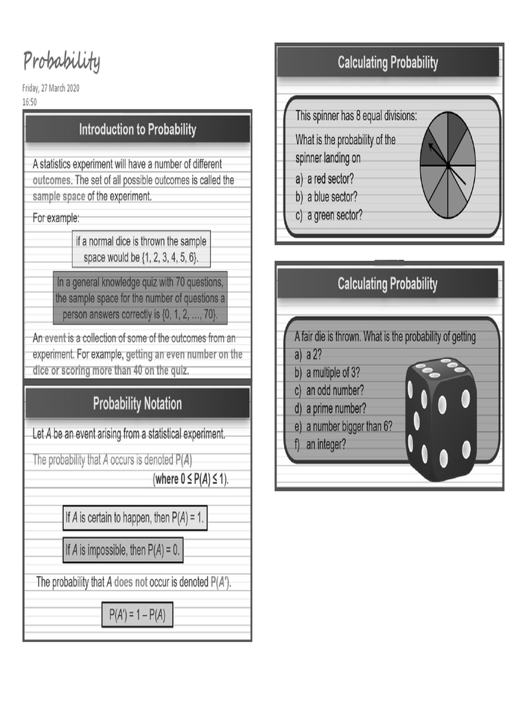 Probability Notes 2023 | PDF