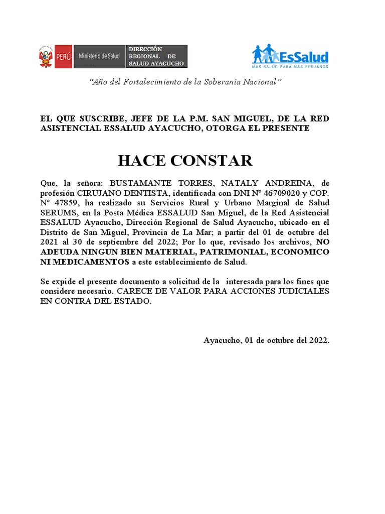 Constancia Essalud | PDF