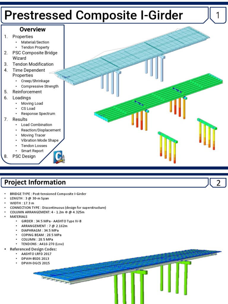Midas Civil - Post Tension PSC I-Girder | PDF