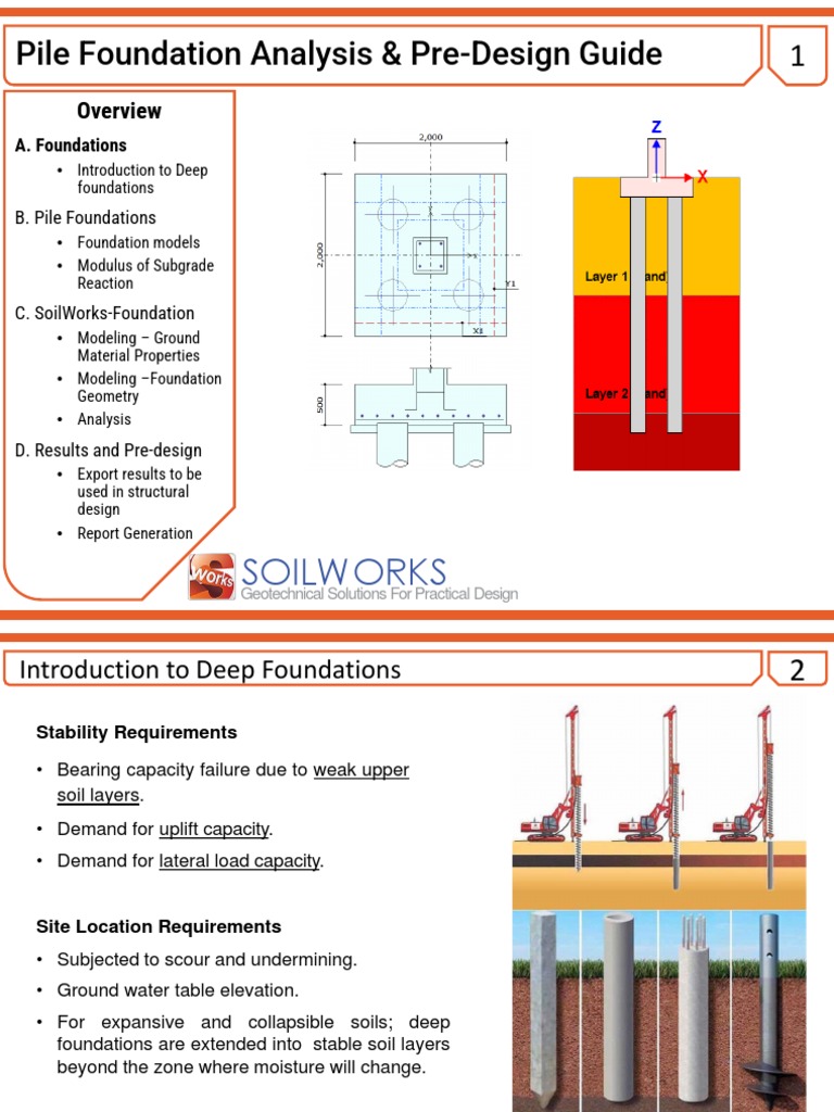 Pile Foundation Analysis & Pre Design Guide in SoilWorks Foundation | PDF