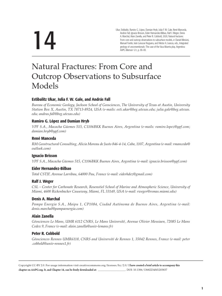 Memoir 121 Ch14 Natural Fractures Form Core And Outcrop Observation