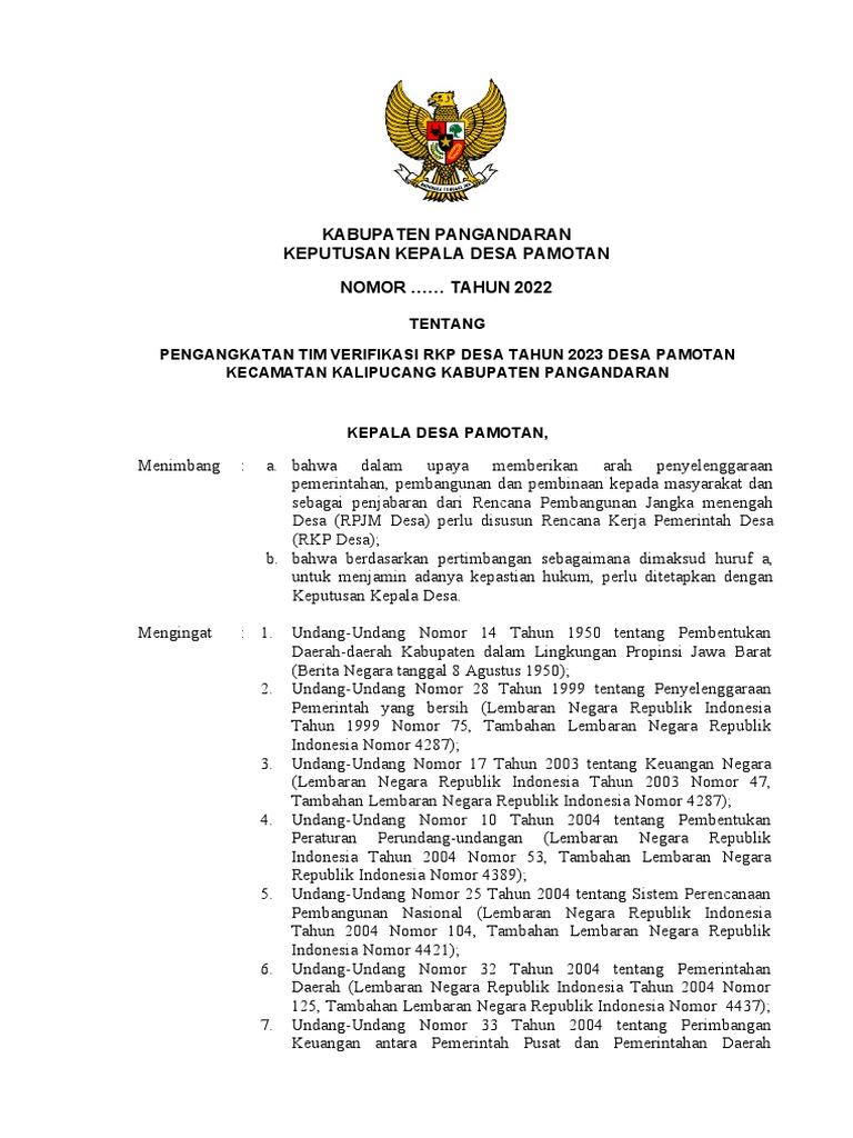3.a. SK TIM-VERIFIKASI RKP Desa 2023 | PDF