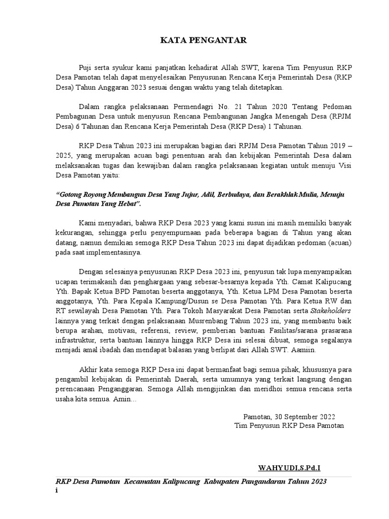 RKP Desa Pamotan 2023 | PDF