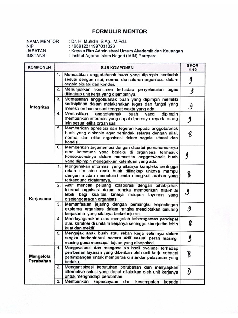 Penilaian Mentor | PDF