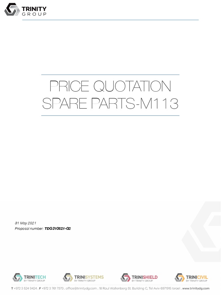 Trinity System M113 Spare Parts - 230731 - 220016 | PDF