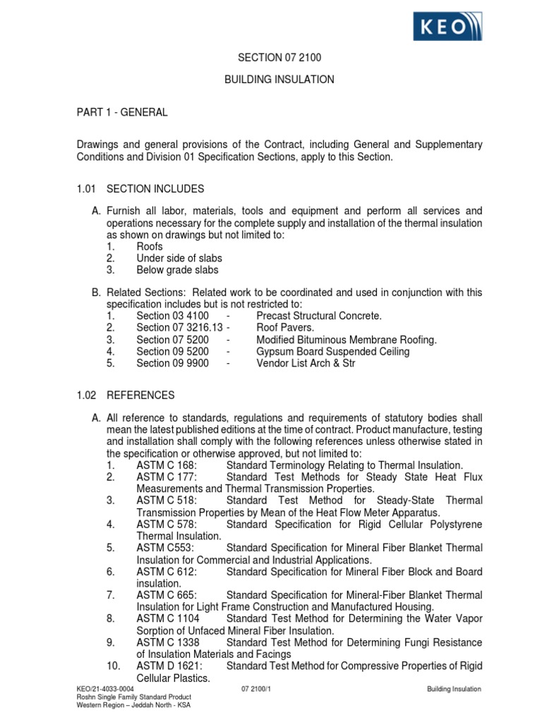 07 2100 - Building Insulation | PDF | Polystyrene | Building Insulation
