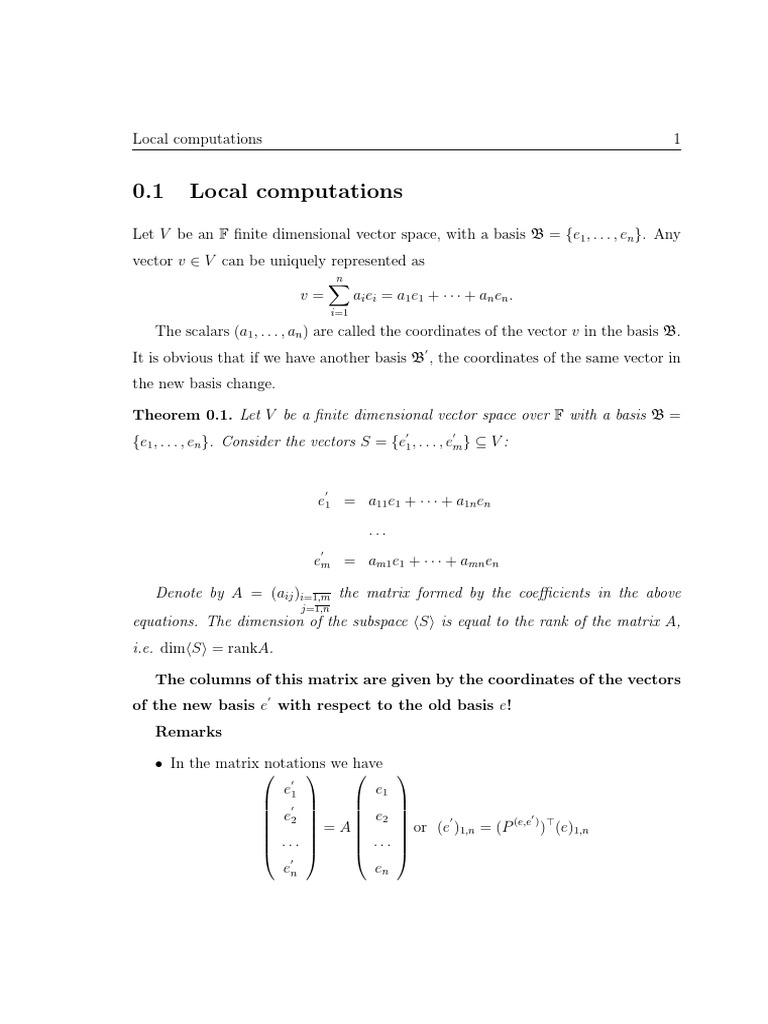 Coordinates. Change of Bases | PDF | Basis (Linear Algebra) | Vector Space