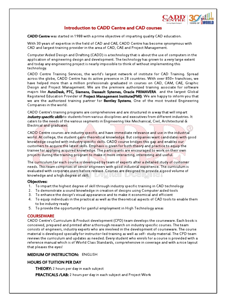 CADD - Centre - Course - Curriculum - New | PDF