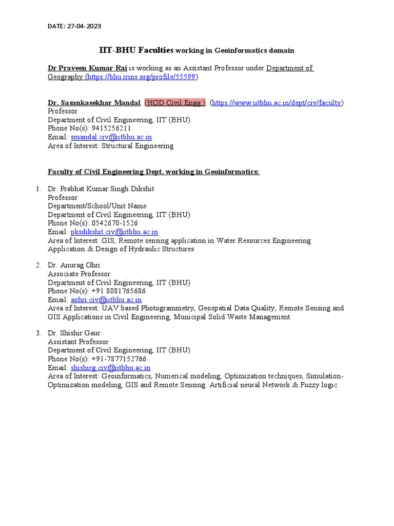 IIT BHU Faculty | PDF