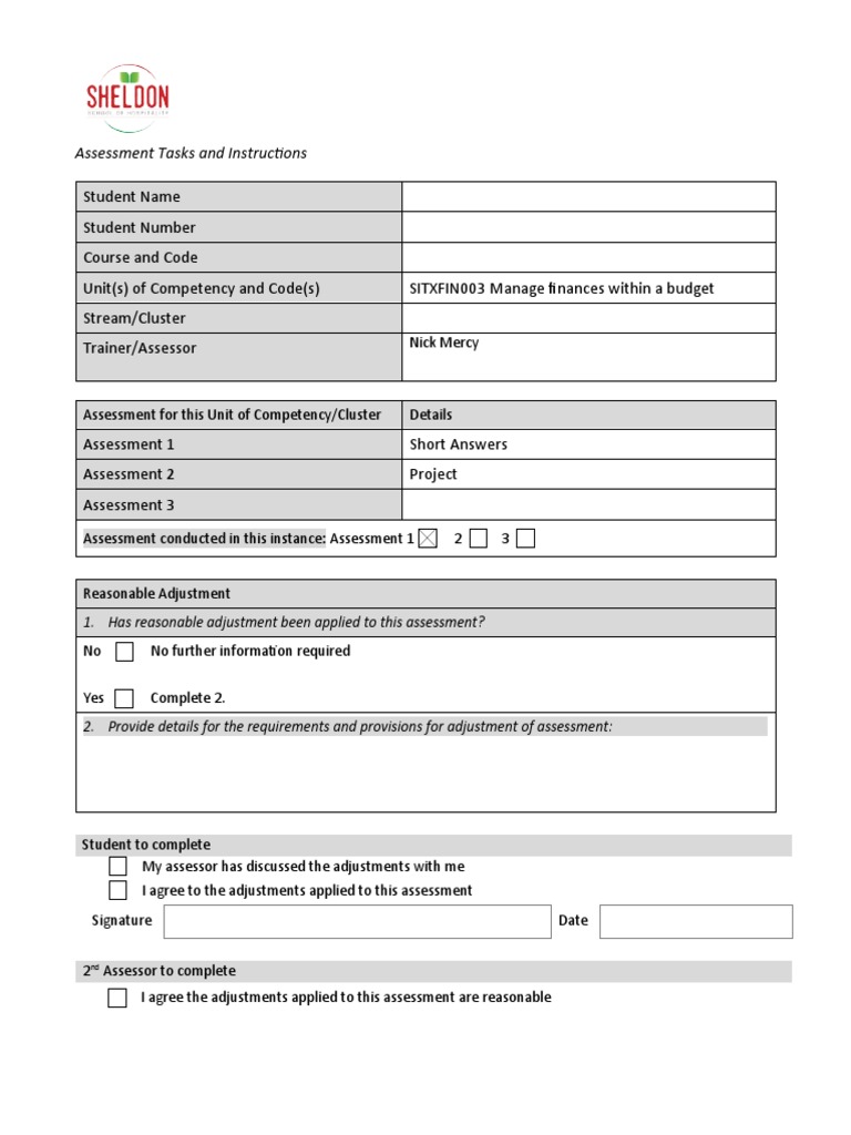 SITXFIN003 Assessment 1 - Short Answers | PDF | Career & Growth | Business