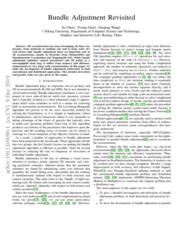 Bundle Adjustment Revisited | PDF