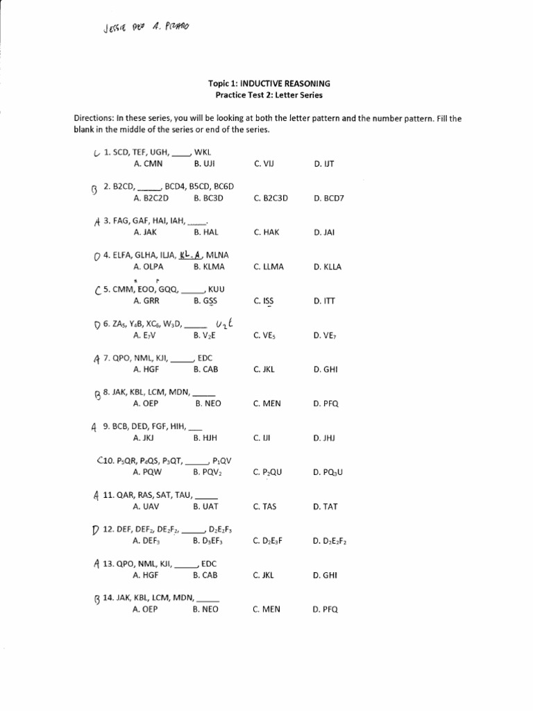 Inductive Reasoning Test | PDF