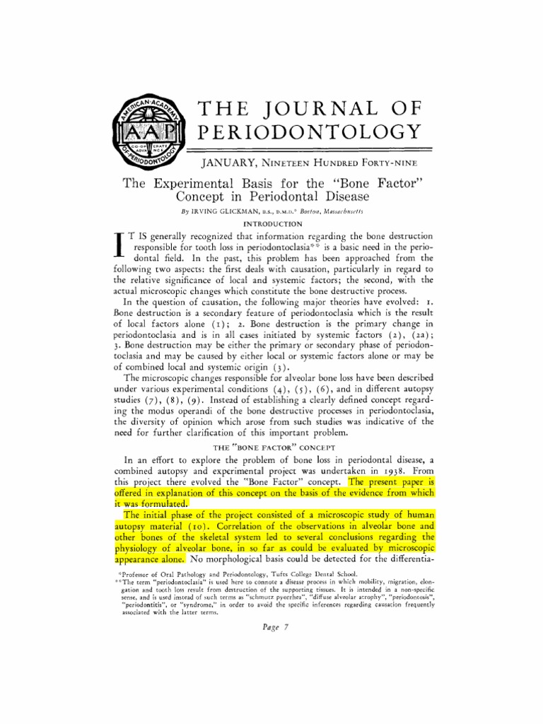 Bone Factor Concept in Periodontics | PDF | Science & Mathematics