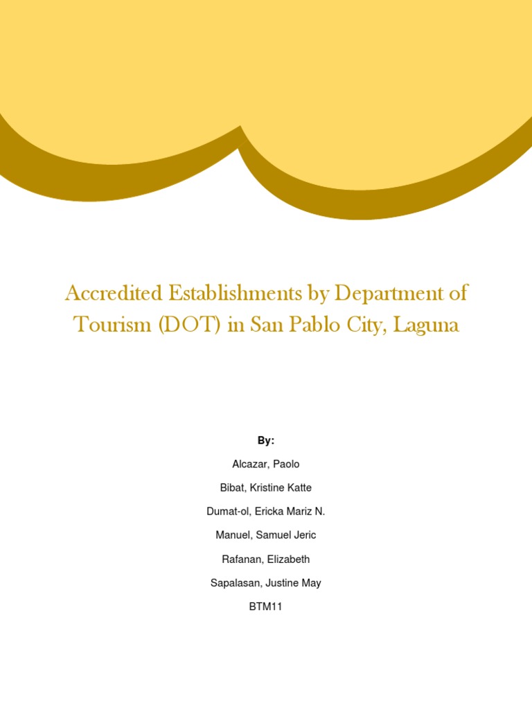 DOT Accredited Establishments in San Pablo | PDF | Tourism | Service ...
