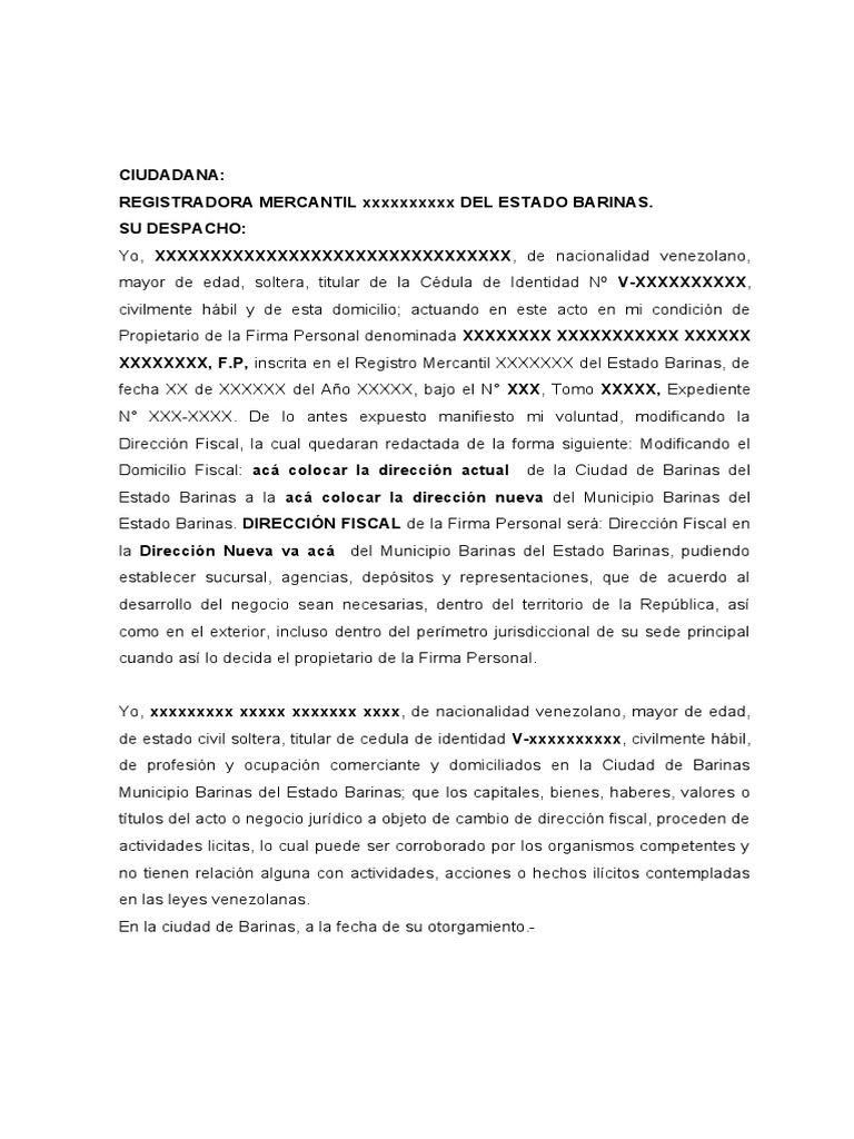 Modelo de Cambio de Domicilio | PDF