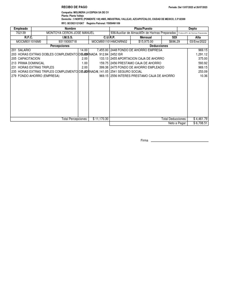 Recibo De Nomina Pdf