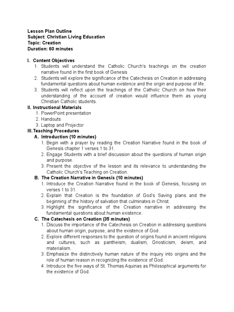 Lesson Plan Outline | PDF