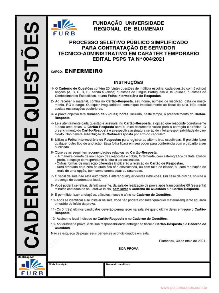 Prova Furb Enf | PDF