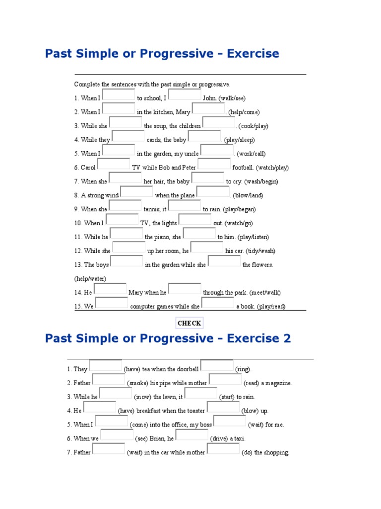 Past Simple or Progressive | PDF