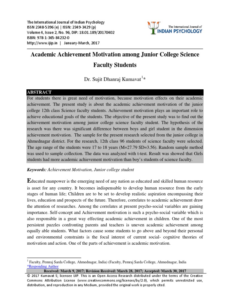 Academic Motivation in Junior Science Students | PDF | Motivational ...