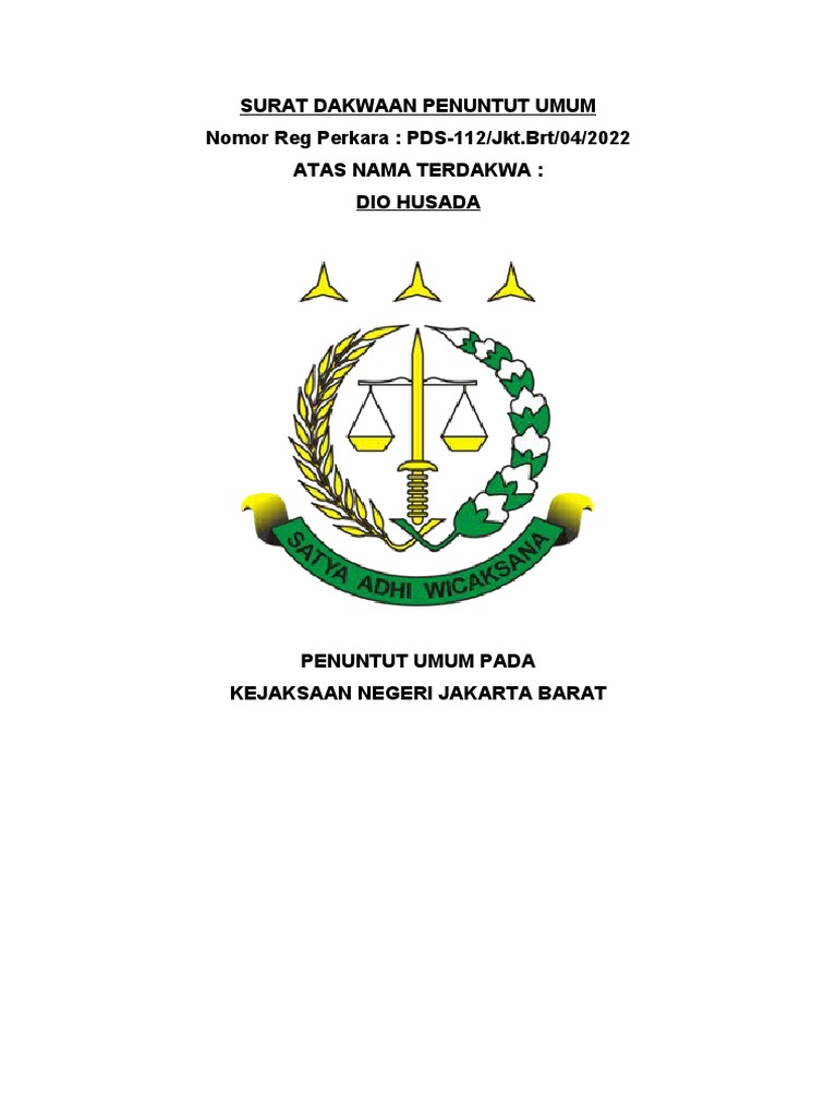 SURAT DAKWAAN PENUNTUT UMUM - Subsidair | PDF | Game & Aktivitas