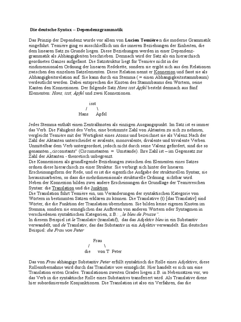 Die Deutsche Syntax-Dependenzgrammatik | PDF