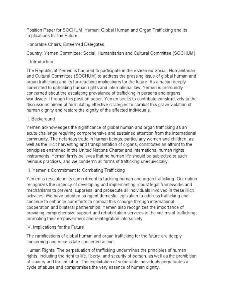 Position Paper For SOCHUM 3 | PDF