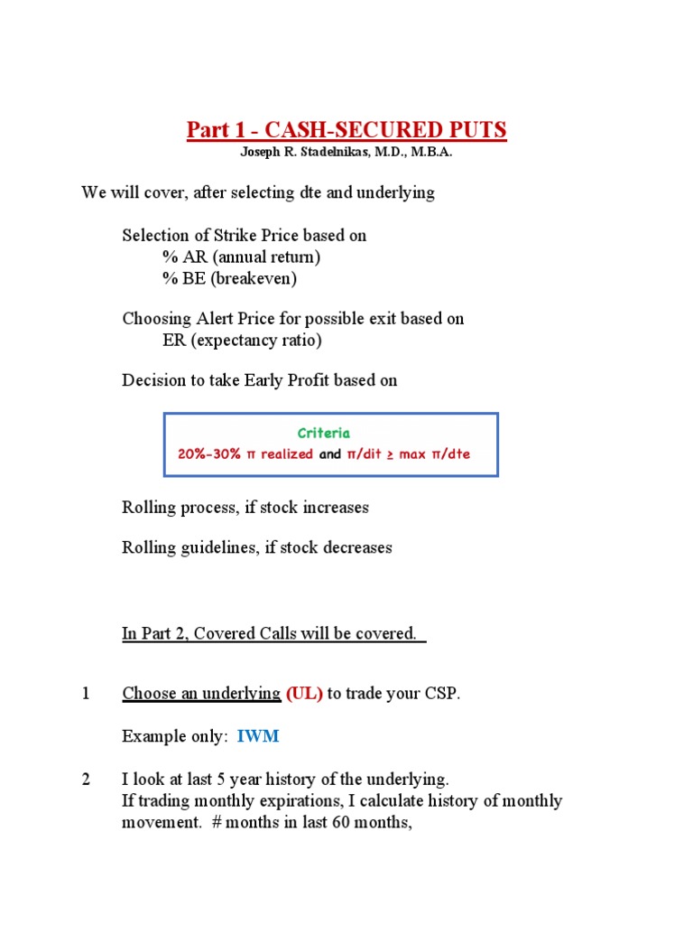 CSP - Covered Call - Process.3.22 | PDF