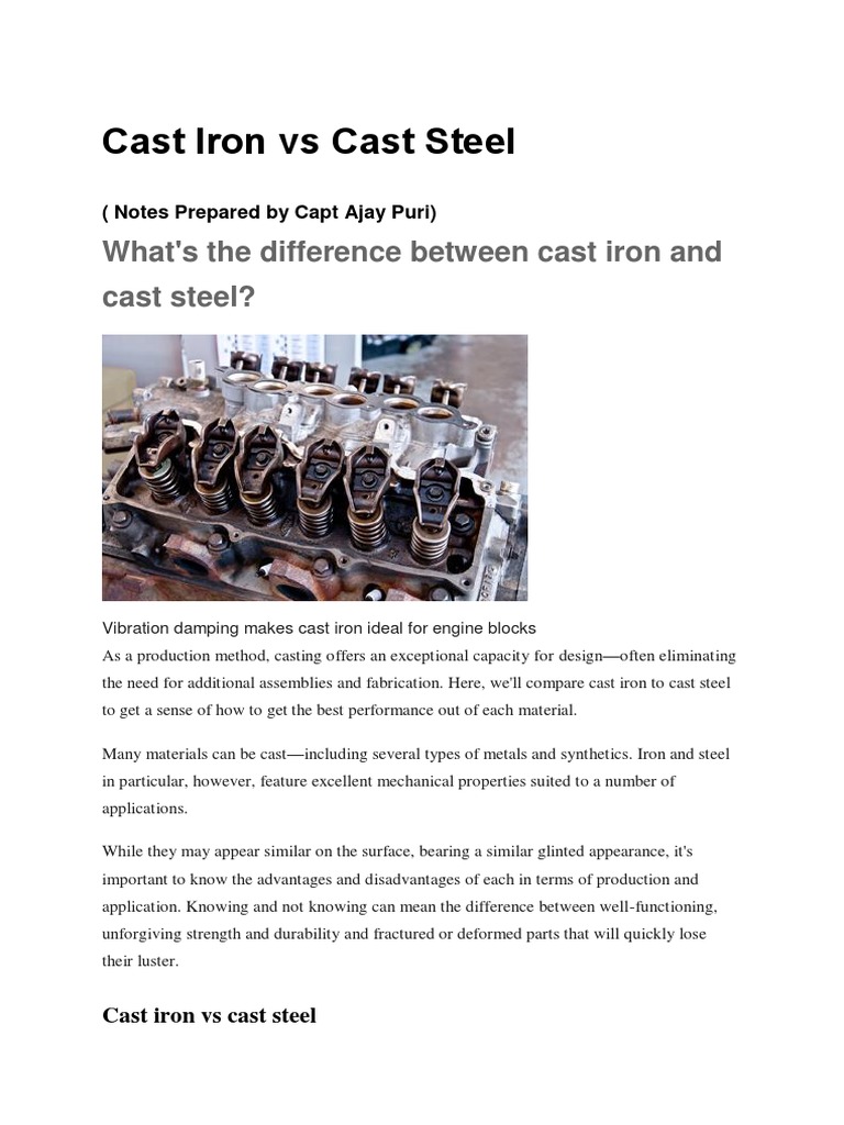 Cast Iron vs Cast Steel: Key Differences | PDF