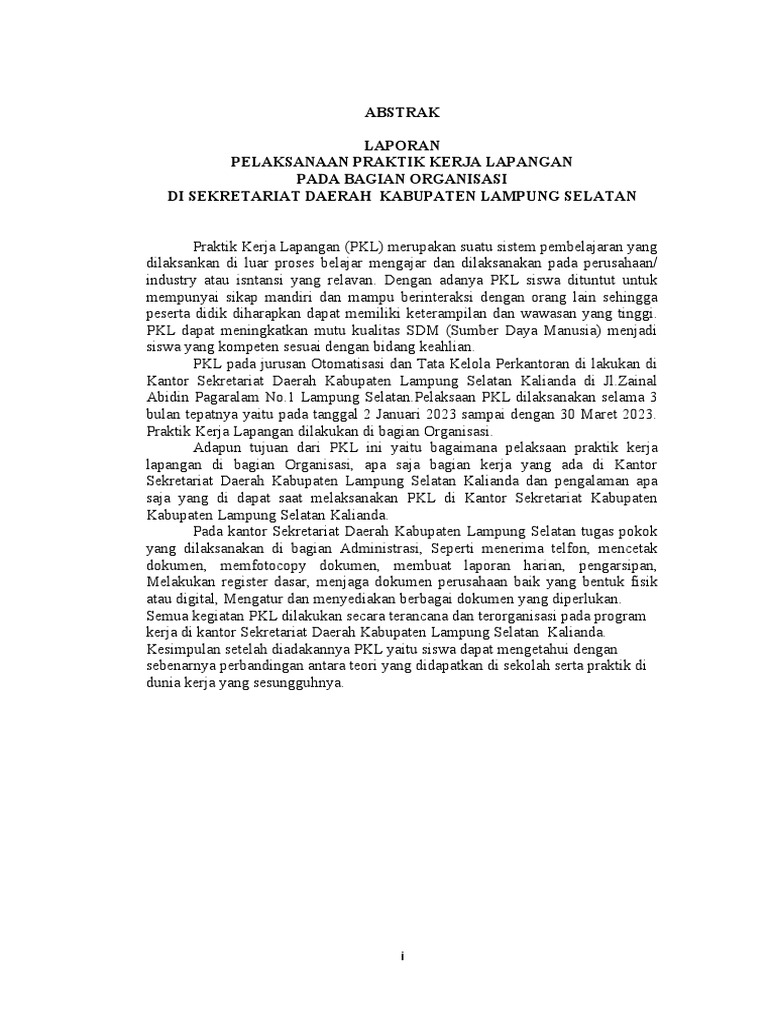 Abstrak Dan Pengesahan Laporan Serli | PDF