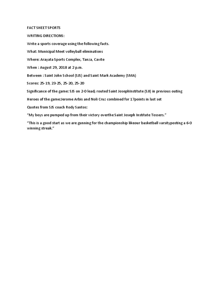 Fact Sheet Sports | PDF