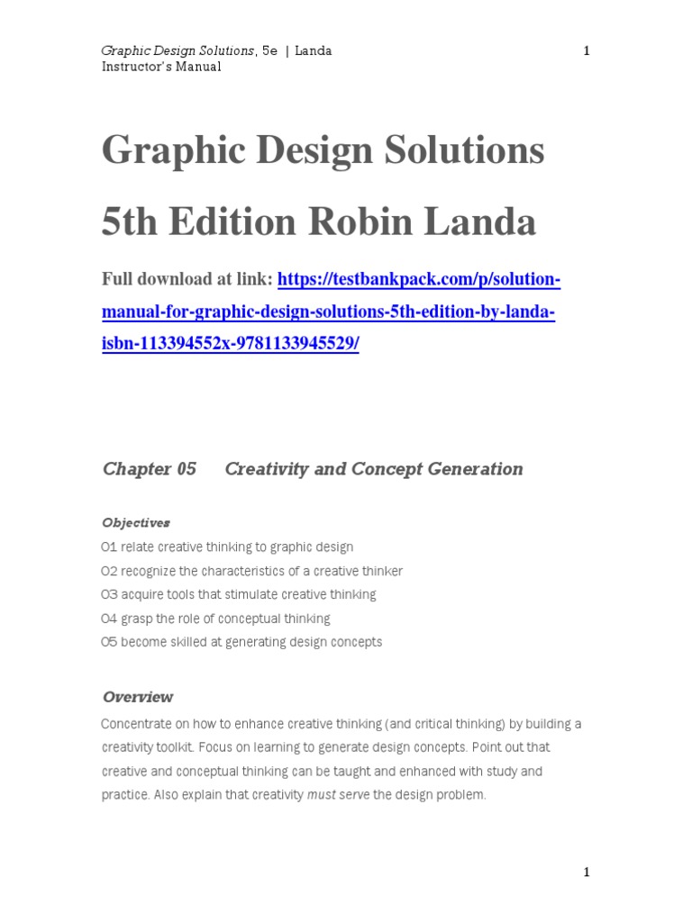 Graphic Design Solutions 5th Edition Robin Landa Solutions Manual 1 ...