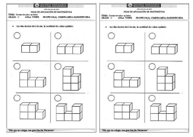 FICHA - Conteo de Cubos Apilados | PDF