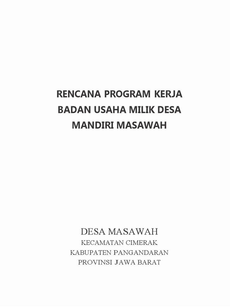 CONTOH FIX RENCANA PROGRAM KERJA BUMDesa | PDF