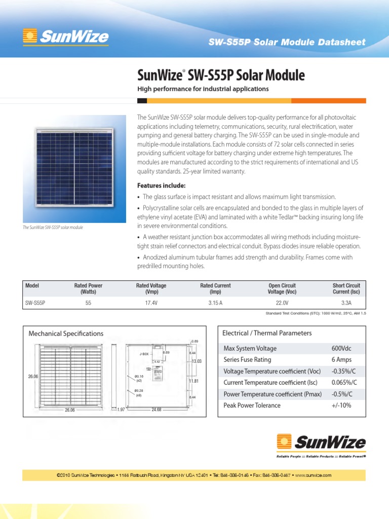 Solar Panel DataSheet 12-16-10 | PDF | Solar Panel | Battery (Electricity)