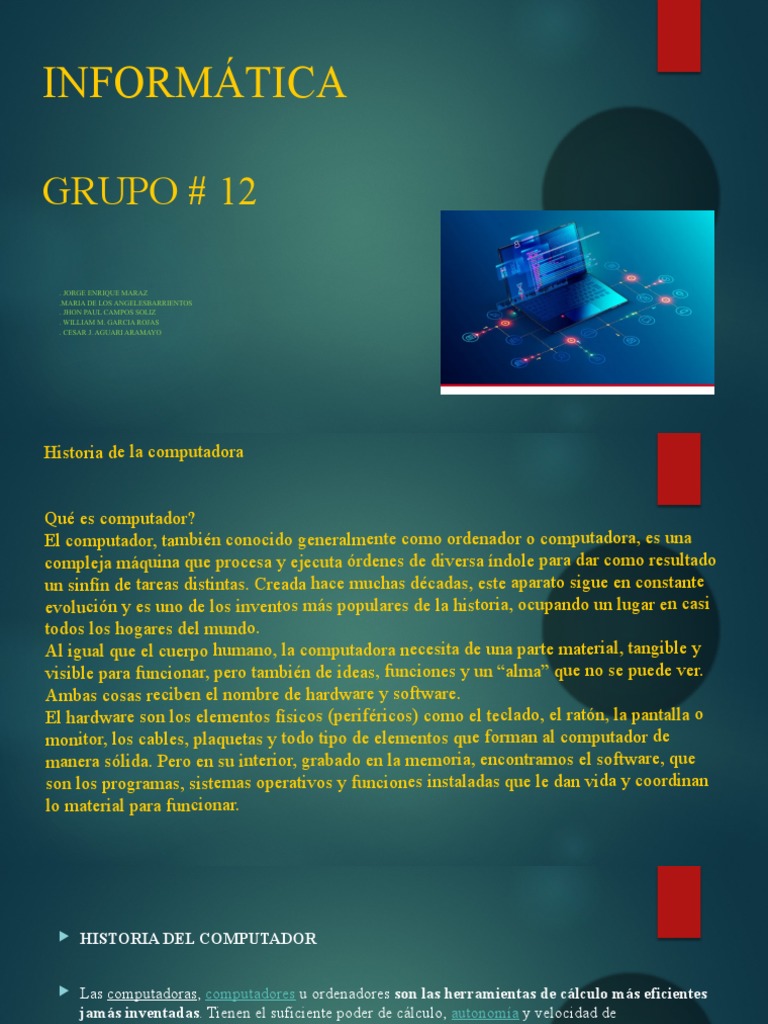 Grupo # 12 Informatica Exposicion (1) - 1 | PDF | Circuito integrado | Almacenamiento de datos ...