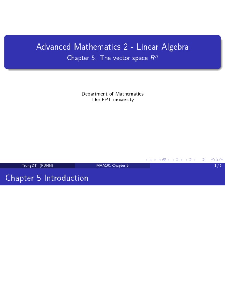 MAE101 - Chapter - 5 (LA) | PDF | Linear Subspace | Mathematics