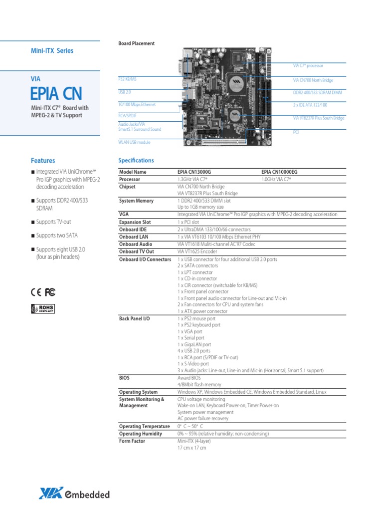 VIA EPIA CN - Datasheet - v120627 | PDF