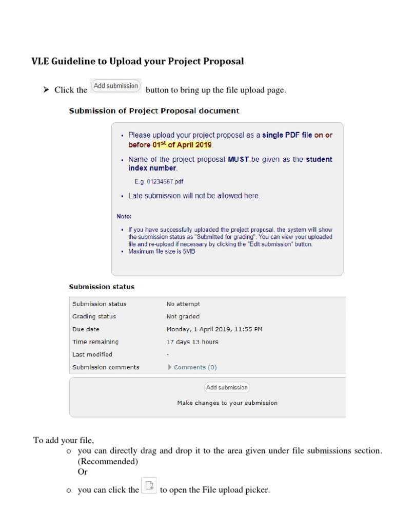 VLE Guideline To Upload Your Project Proposal | PDF
