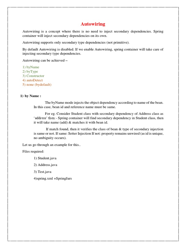 Autowiring Pdf Class Computer Programming Constructor Object Oriented Programming 6713