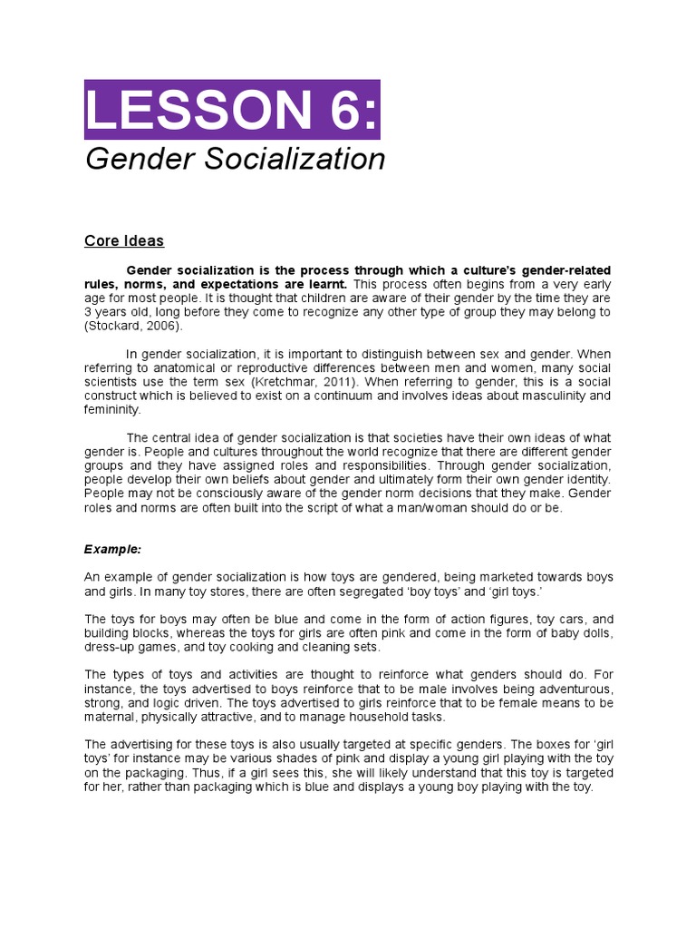 LESSON 6 Gender Socialization | PDF
