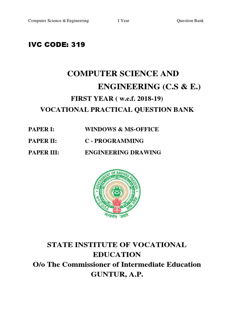 CSE - QUESTION BANK - First Year | PDF